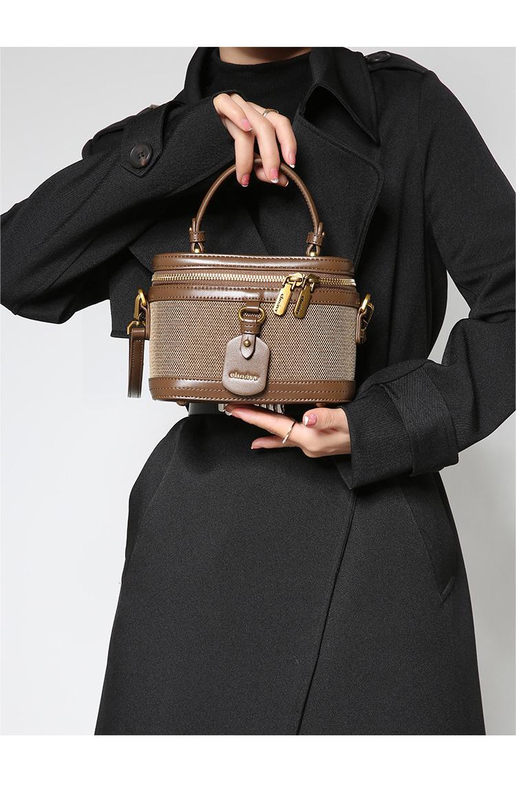 Vintage square box bag with fashionable texture bucket bagMM236986 ...